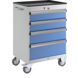 eurokraft pro Schubladenschrank, fahrbar, HxBxT 850 x 600 x 450 mm, Schubladen 2 x 125, 1 x 150, 1 x 200 mm