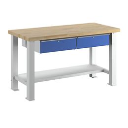 ANKE Schwerlast-Werkbank, Plattenbreite 1500 mm, mit 2 Schubladen, Plattenstärke 50 mm