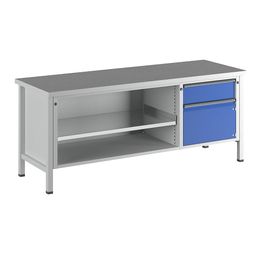ANKE Werkbank, Gestellbauweise Serie V, 1 Schublade 180 mm, Tür 360 mm, Universalplatte, Teilauszug