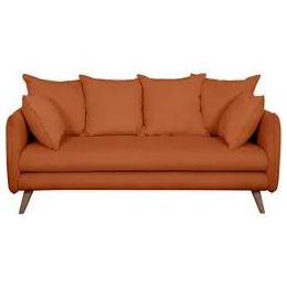 Miliboo Skandinavisches 3-Sitzer-Sofa aus orangerotem Cord OLYMPIA