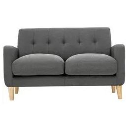 Miliboo Skandinavisches Sofa 2-Sitzer aus dunkelgrauem Stoff LUNA