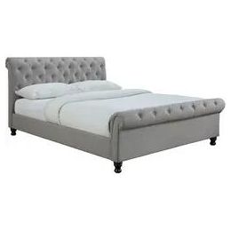 Miliboo Design-Bett 2 Personen 160 cm x 200 cm Samt Grau RILEY