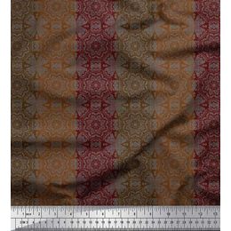 Soimoi Japan Crepe Satin Stoff Streifen & Mandala Kaleidoskop Print Nähstoff Meterware 42 Zoll