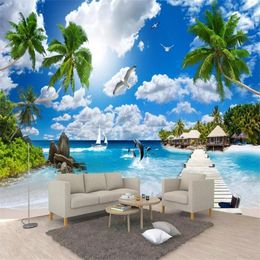 Komnni Meer Strand Landschaft Tapete Home Decor Wandbild Studie Wohnzimmer Sofa Restaurant Hintergrund Tapeten