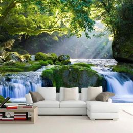 Komnni 3d Wald Tapete Wasserfall Landschaft Wandbild Wohnzimmer Tv Sofa Schlafzimmer Wald Tapeten