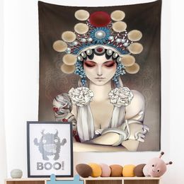 Super Chinesische Oper Zeichen Wandbehang Tapisserie Geheimnis Retro Kunst Hippie Tapiz Ästhetik Zimmer Home Decor