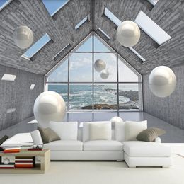Komnni Abstrakte Raum-Fototapete, 3d, Erweitern Sie Den Raum, Dreidimensionaler Ball-Hintergrund, Wandgemälde, Wohnzimmer, Sofa, Fernseher, Hintergrund, Wand
