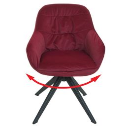 Esszimmerstuhl MCW-K28, Küchenstuhl Polsterstuhl Stuhl mit Armlehne, drehbar, Metall ~ Stoff/Textil bordeaux