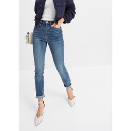 bonprix High Waist Skinny Jeans, blau, mit Baumwolle