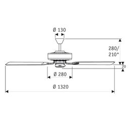 CasaFan Deckenventilator Classic Royal 132 chrom/Buche