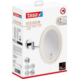 Tesa - Visioon LED-Kosmetikspiegel - kabelloser Schminkspiegel mit dimmbarer Beleuchtung - Touch Control, integrierter Akku, 5-fache Vergrößerung,