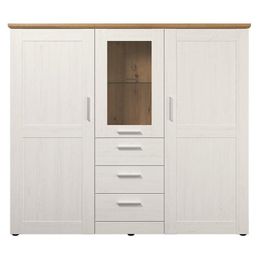 TRENDTEAM Geschirrschrank 3 Türen, davon eine mit gehärtetem Glas, 3 Schubladen L159 cm - Shade