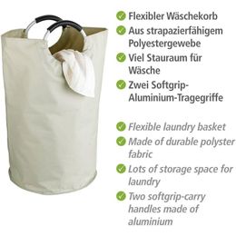 Wenko - Wäschesammler Jumbo Stone, Multifunktionstasche, 69 l , Beige, Polyester beige, Aluminium aluminium, Kunststoff pvc/pu und sonstige schwarz