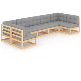 vidaXL - 7-tlg. Garten-Lounge-Set mit Kissen Massivholz Kiefer