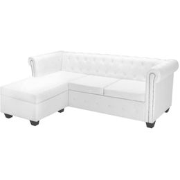 vidaXL - Chesterfield-Sofa L-Form Kunstleder Weiß