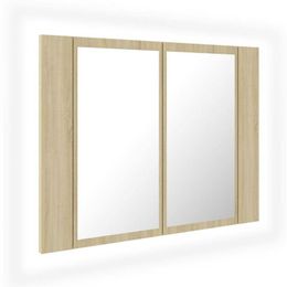 LED-Bad-Spiegelschrank Sonoma-Eiche 60x12x45 cm Acryl vidaXL