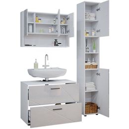 VICCO - Badmöbel Set Irma, Weiß Hochglanz, 3 Teile, mit Spiegelschrank 80 cm