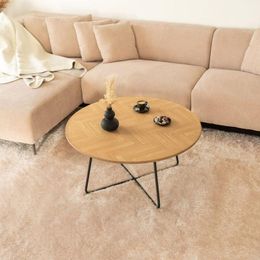 Home Deluxe - Couchtisch Rund NOVARA - 88 x 47 cm Farbe: Fishbone Oak Sofatisch Wohnzimmertisch