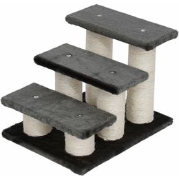 Tiertreppe Katzentreppe 3 Stufen Hundetreppe Treppe für Katze und Hunde Plüsch Dunkelgrau 45 x 35 x 34 cm - PawHut