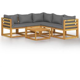 vidaXL - 6-tlg. Garten-Lounge-Set mit Auflagen Massivholz Akazie