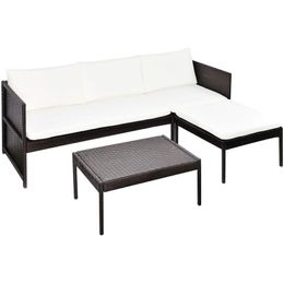 3-tlg. Garten-Lounge-Set mit Auflagen Poly Rattan Braun vidaXL