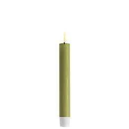 Deluxe Homeart LED 2er Set Stabkerze Real Flame, 15 cm, Ø 2,2 cm, 2er Set, olive