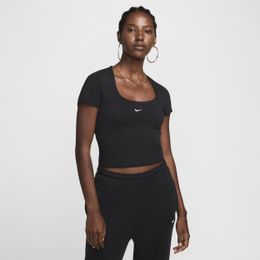 Nike Sportswear Chill Knit kurzärmliges Oberteil mit eckigem Ausschnitt (Damen) - Schwarz