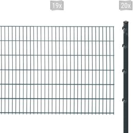 Arvotec Doppelstabmattenzaun "ESSENTIAL 123 zum Einbetonieren" Zaunelemente Zaunhöhe 123 cm, Zaunlänge 2 - 60 m Gr. H/L: 123cm x 38 m, Pfosten: 20 St., grau (anthrazit)