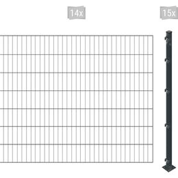 Arvotec Einstabmattenzaun "ESSENTIAL 140 zum Einbetonieren" Zaunelemente Zaunhöhe 140 cm, Zaunlänge 2 - 60 m Gr. H/L: 140cm x 28 m, Pfosten: 15 St., grau (anthrazit)