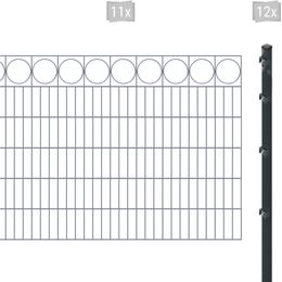 Arvotec Doppelstabmattenzaun "ESSENTIAL 120 zum Einbetonieren "Ring" mit Zierleiste" Zaunelemente Zaunhöhe 120 cm, Zaunlänge 2 - 60 m Gr. H/L: 120cm x 22 m, Pfosten: 12 St., grau (anthrazit)