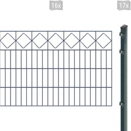 Arvotec Doppelstabmattenzaun "EXCLUSIVE 80 zum Einbetonieren "Karo" mit Zierleiste" Zaunelemente Zaunhöhe 80 cm, Zaunlänge 2 - 60 m Gr. H/L: 80cm x 32 m, Pfosten: 17 St., grau (anthrazit)