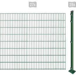 Arvotec Doppelstabmattenzaun "EASY 163 zum Aufschrauben" Zaunelemente Zaunhöhe 163 cm, Zaunlänge 2 - 60 m Gr. H/L: 163 cm x 54 m, Pfosten: 28 St., grün (dunkelgrün)