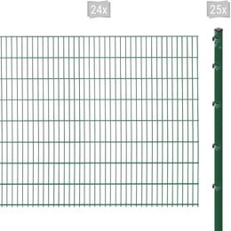 Arvotec Doppelstabmattenzaun "ESSENTIAL 163 zum Einbetonieren" Zaunelemente Zaunhöhe 163 cm, Zaunlänge 2 - 60 m Gr. H/L: 163cm x 48 m, Pfosten: 25 St., grün (dunkelgrün)