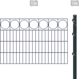 Arvotec Doppelstabmattenzaun "ESSENTIAL 80 zum Einbetonieren "Ring" mit Zierleiste" Zaunelemente Zaunhöhe 80 cm, Zaunlänge 2 - 60 m Gr. H/L: 80cm x 26 m, Pfosten: 14 St., grau (anthrazit)