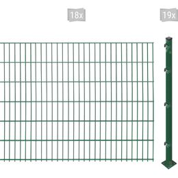 Arvotec Doppelstabmattenzaun "ESSENTIAL 123 zum Aufschrauben" Zaunelemente Zaunhöhe 123 cm, Zaunlänge 2 - 60 m Gr. H/L: 123cm x 36 m, Pfosten: 19 St., grün (dunkelgrün)