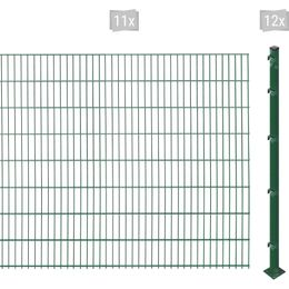 Arvotec Doppelstabmattenzaun "ESSENTIAL 163 zum Aufschrauben" Zaunelemente Zaunhöhe 163 cm, Zaunlänge 2 - 60 m Gr. H/L: 163cm x 22 m, Pfosten: 12 St., grün (dunkelgrün)