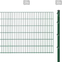 Arvotec Doppelstabmattenzaun "ESSENTIAL 123 zum Einbetonieren" Zaunelemente Zaunhöhe 123 cm, Zaunlänge 2 - 60 m Gr. H/L: 123cm x 58 m, Pfosten: 30 St., grün (dunkelgrün)