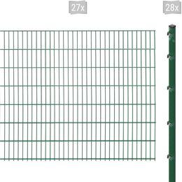 Arvotec Doppelstabmattenzaun "ESSENTIAL 143 zum Einbetonieren" Zaunelemente Zaunhöhe 143 cm, Zaunlänge 2 - 60 m Gr. H/L: 143cm x 54 m, Pfosten: 28 St., grün (dunkelgrün)