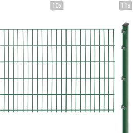 Arvotec Doppelstabmattenzaun "EXCLUSIVE 103 zum Einbetonieren" Zaunelemente Zaunhöhe 103 cm, Zaunlänge 2 - 60 m Gr. H/L: 103cm x 20 m, Pfosten: 1, grün (dunkelgrün)