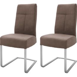 Freischwinger MCA furniture "Talena" Stühle Gr. B/H/T: 47 cm x 104 cm x 64 cm, 2 St., Set + Metall, beige (sand, edeltahl gebürstet) Stuhl belastbar bis 120 Kg