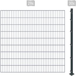 Arvotec Einstabmattenzaun "ESSENTIAL 180 zum Einbetonieren" Zaunelemente Zaunhöhe 180 cm, Zaunlänge 2 - 60 m Gr. H/L: 180cm x 58 m, Pfosten: 30 St., grau (anthrazit)