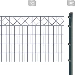 Arvotec Doppelstabmattenzaun "EXCLUSIVE 100 zum Einbetonieren "Karo" mit Zierleiste" Zaunelemente Zaunhöhe 100 cm, Zaunlänge 2 - 60 m Gr. H/L: 100cm x 18 m, Pfosten: 10 St., grau (anthrazit)