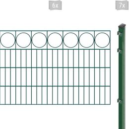 Arvotec Doppelstabmattenzaun "EXCLUSIVE 80 zum Einbetonieren "Ring" mit Zierleiste" Zaunelemente Zaunhöhe 80 cm, Zaunlänge 2 - 60 m Gr. H/L: 80cm x 12 m, Pfosten: 7 St., grün (dunkelgrün)