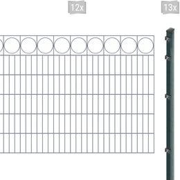 Arvotec Doppelstabmattenzaun "EXCLUSIVE 120 zum Einbetonieren "Ring" mit Zierleiste" Zaunelemente Zaunhöhe 120 cm, Zaunlänge 2 - 60 m Gr. H/L: 120cm x 24 m, Pfosten: 13 St., grau (anthrazit)