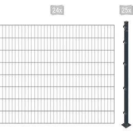 Arvotec Einstabmattenzaun "ESSENTIAL 160 zum Einbetonieren" Zaunelemente Zaunhöhe 160 cm, Zaunlänge 2 - 60 m Gr. H/L: 160cm x 48 m, Pfosten: 25 St., grau (anthrazit)