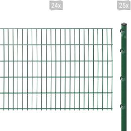 Arvotec Doppelstabmattenzaun "ESSENTIAL 103 zum Einbetonieren" Zaunelemente Zaunhöhe 103 cm, Zaunlänge 2 - 60 m Gr. H/L: 103cm x 48 m, Pfosten: 25 St., grün (dunkelgrün)