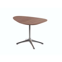 Beistelltisch FLEXLUX "Nachttisch, Sofatisch, Kaffeetisch, Couchtisch, Nierenform" Tische Gr. B/H/T: 65 cm x 45 cm x 47 cm, braun (walnuss, alu glänzend, walnuss) Walnuss oder Eiche Furnier, Fuß Alufarbig Schwarz, Höhe 45 cm