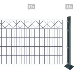 Arvotec Doppelstabmattenzaun "EASY 100 zum Aufschrauben "Karo" mit Zierleiste" Zaunelemente Zaunhöhe 100 cm, Zaunlänge 2 - 60 m Gr. H/L: 100 cm x 34 m, Pfosten: 18 St., grau (anthrazit)