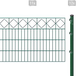 Arvotec Doppelstabmattenzaun "ESSENTIAL 80 zum Einbetonieren "Karo" mit Zierleiste" Zaunelemente Zaunhöhe 80 cm, Zaunlänge 2 - 60 m Gr. H/L: 80cm x 22 m, Pfosten: 12 St., grün (dunkelgrün)