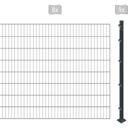 Arvotec Einstabmattenzaun "ESSENTIAL 160 zum Einbetonieren" Zaunelemente Zaunhöhe 160 cm, Zaunlänge 2 - 60 m Gr. H/L: 160 cm x 16 m, Pfosten: 9 St., grau (anthrazit) Zaunelemente